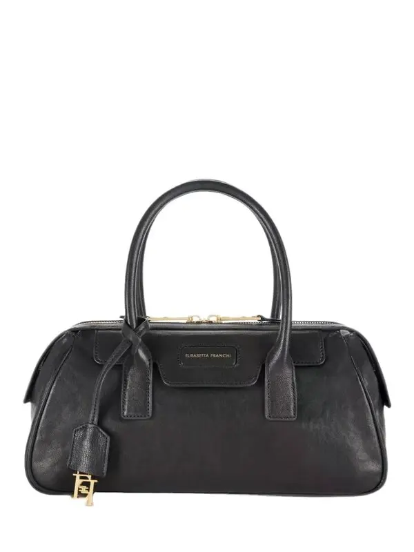 Elisabetta Franchi Small Boston Bag In Nappa Leather - Black