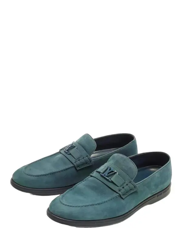 LOUIS VUITTON Suede Loafers With Initials Accent - Blue