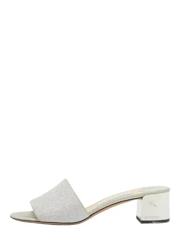 JIMMY CHOO Joni Glitter Block Heel Sandals - Silver