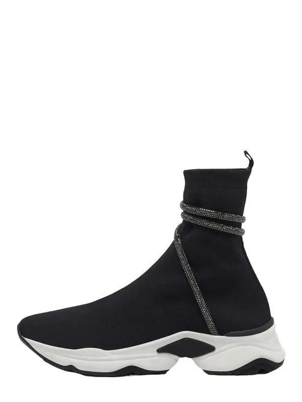 Rene Caovilla Knit Cleo Crystal-embellished High-top Sneakers - Black