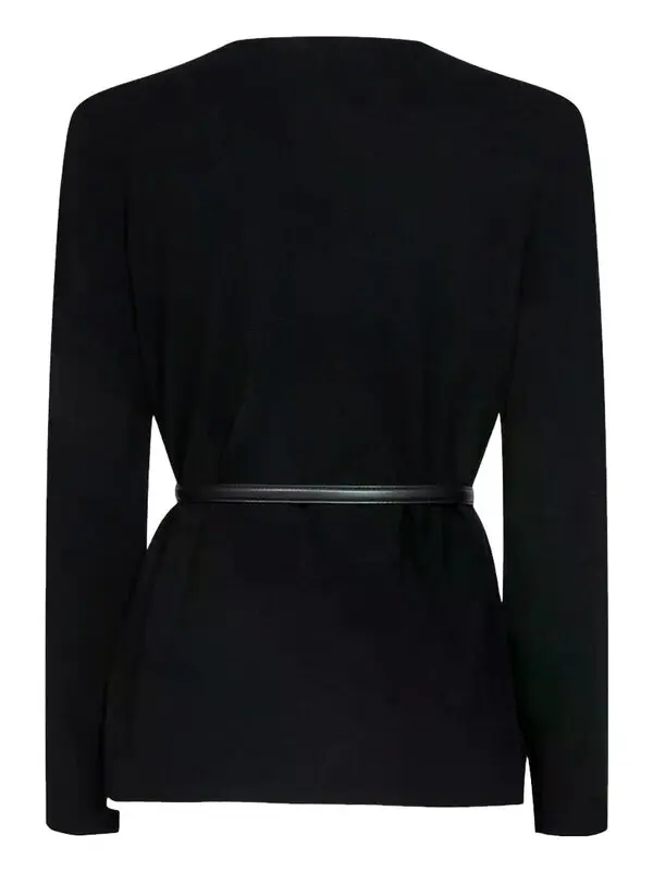 Max Mara Belted V-neck Cardigan - Black