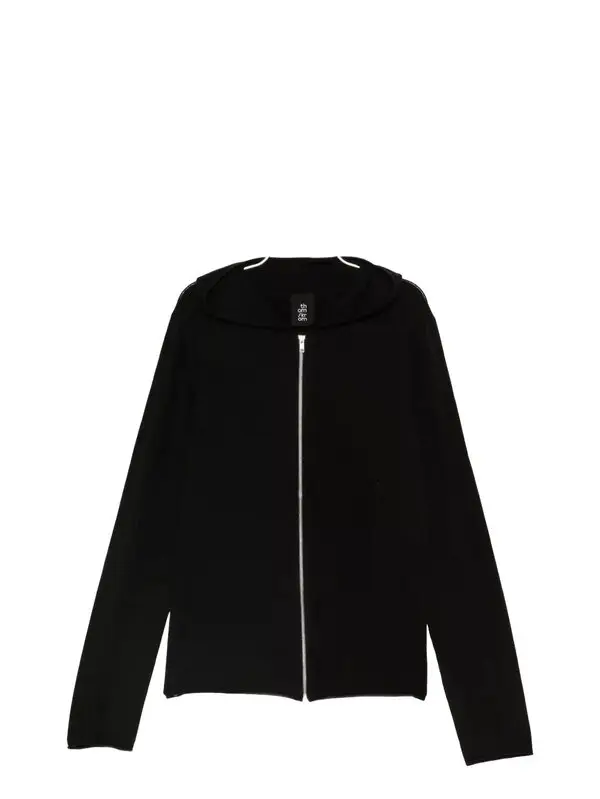 THOM KROM Zip-up Hoodie With Textured Jersey - Black