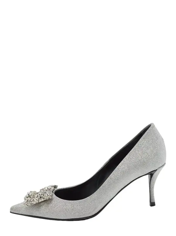 ROGER VIVIER Efflorescence Glitter Pumps With Crystal Embellished Buckle - Silver