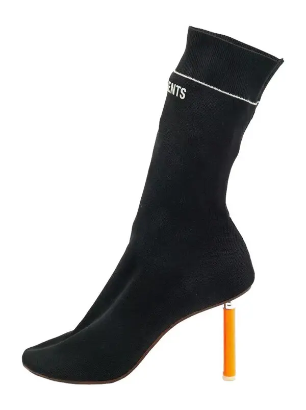 Vetements Sock Runner Logo-print High Heel Boots - Black