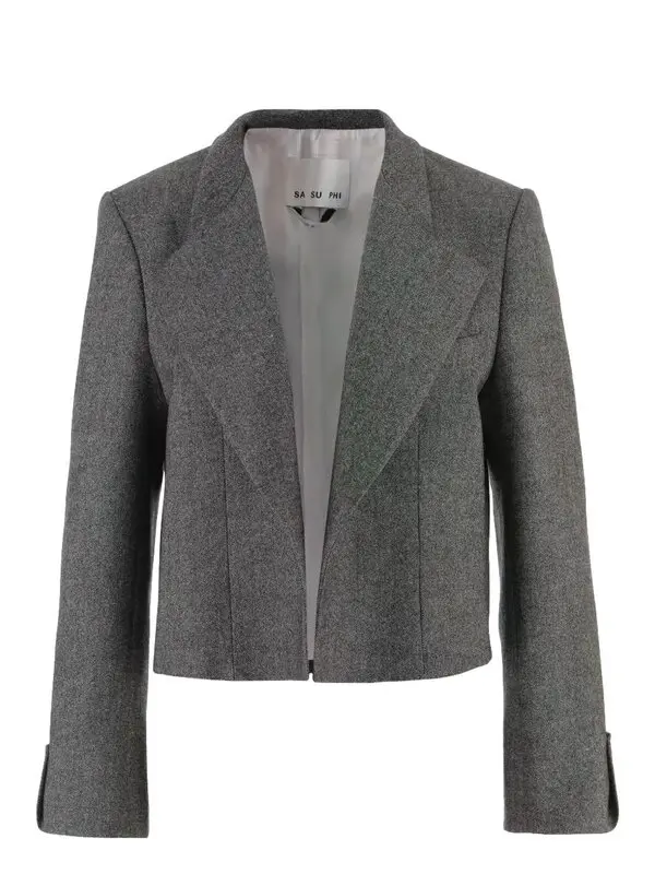 SA SU PHI Peak Lapels Cropped Blazer - Grey