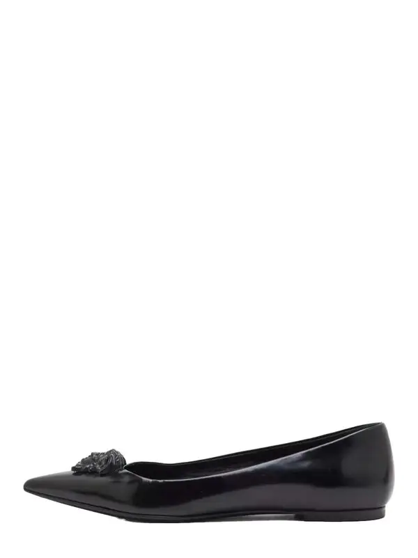 Versace Medusa Pointed Toe Ballet Flats - Black