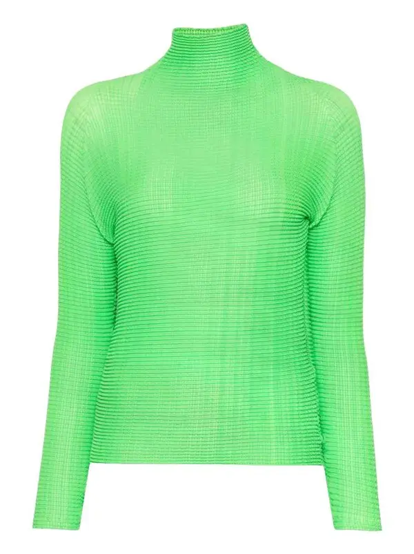 Issey Miyake High-neck Pleated Blouse - Green