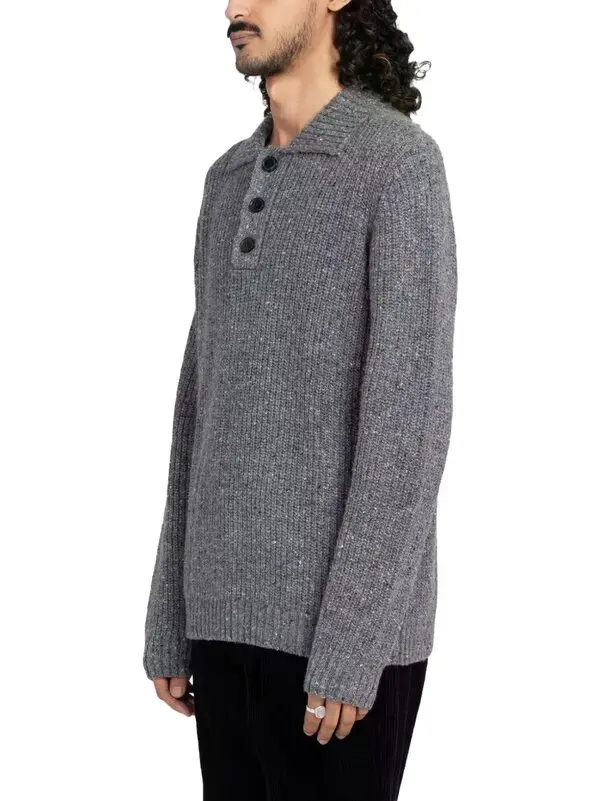 MINIMUM Ribbed-knit Sweater With Button Detailing - Grey