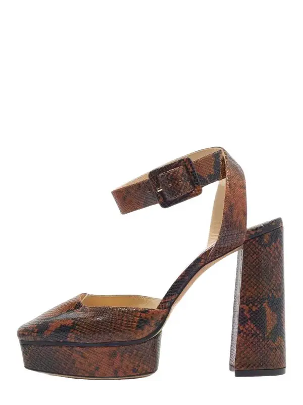 JIMMY CHOO Embossed Platform Block Heel Pumps - Brown