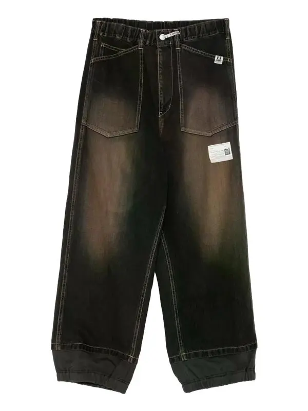 Mihara Yasuhiro Layered Sweat Jeans - Black