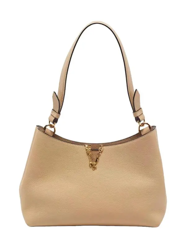 Versace Virtus Leather Tote Bag - Neutrals