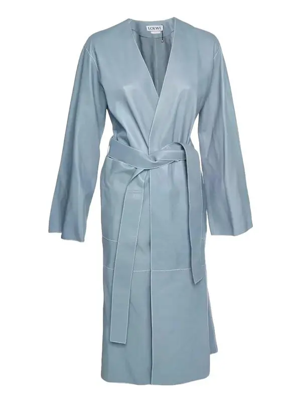 Loewe Belted Wrap Coat - Blue