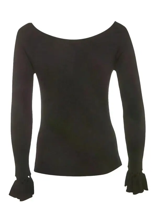 Valentino Garavani Lattice Cut-out Rib-knit Long-sleeve Top - Black