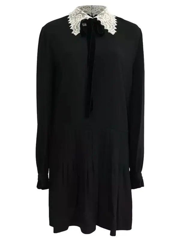 Saint Laurent Lace Collar Mini Dress - Black