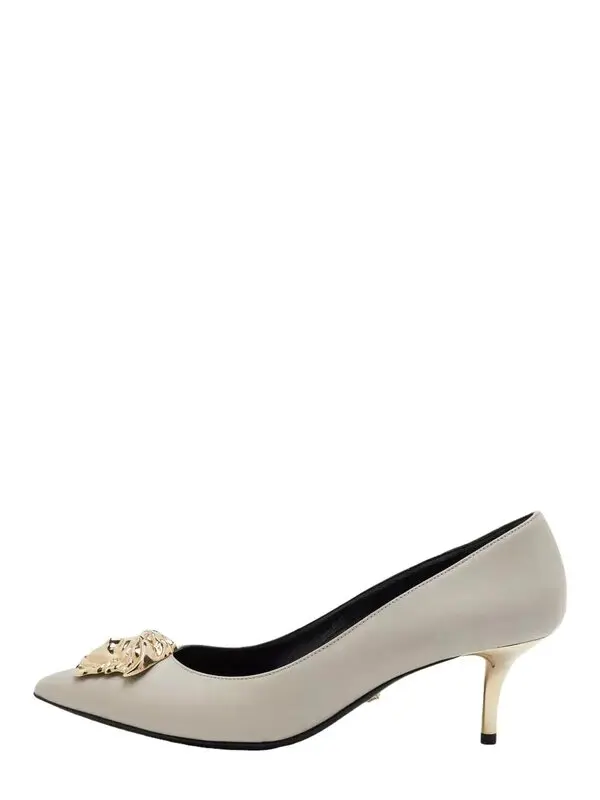 Versace Medusa Plaque Pointed-toe Pumps - Neutrals