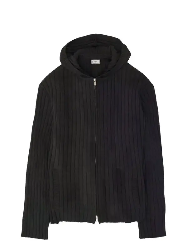 YOKE Wide-rib Zip-up Hoodie - Black