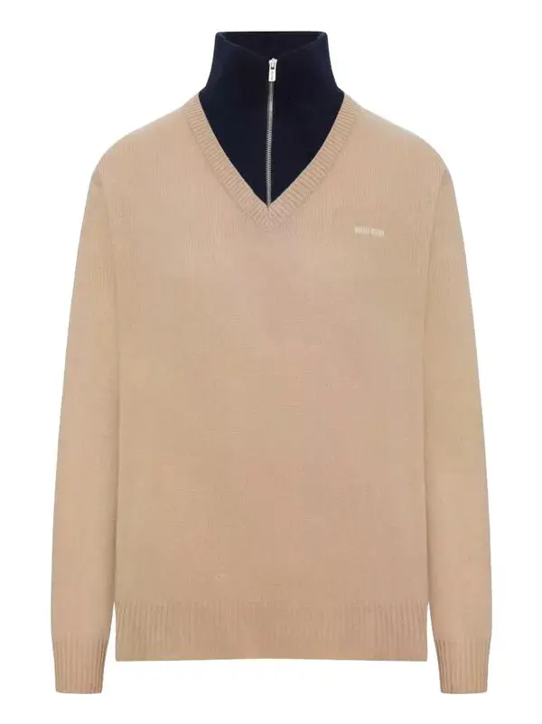 Miu Miu Cashmere Layered Effect Turtleneck Sweater - Brown