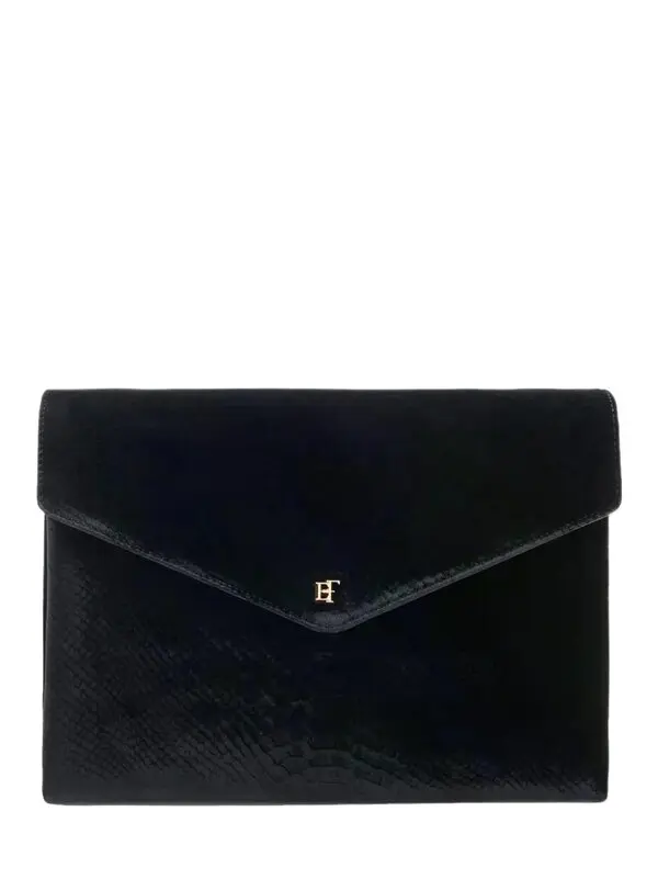 Elisabetta Franchi Velvet Bag With Crocodile Print Texture - Black