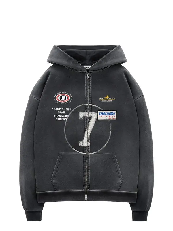DUKE + DEXTER Dr4 Eat Dirt Washed Zip Hoodie - Black