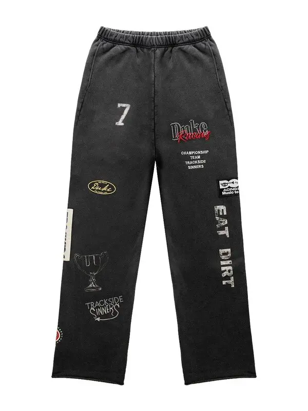 DUKE + DEXTER Dr4 Embroidered Washed Sweatpants - Black