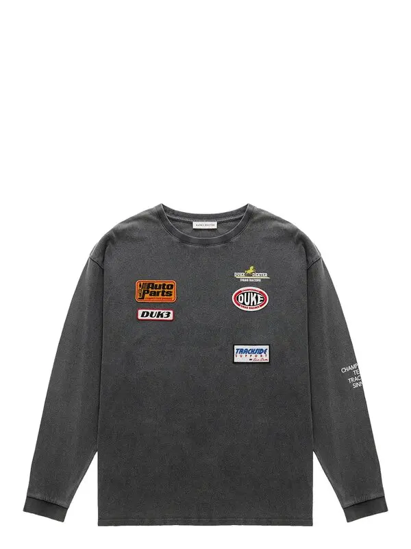 DUKE + DEXTER Washed Track Long Sleeve Top - Black