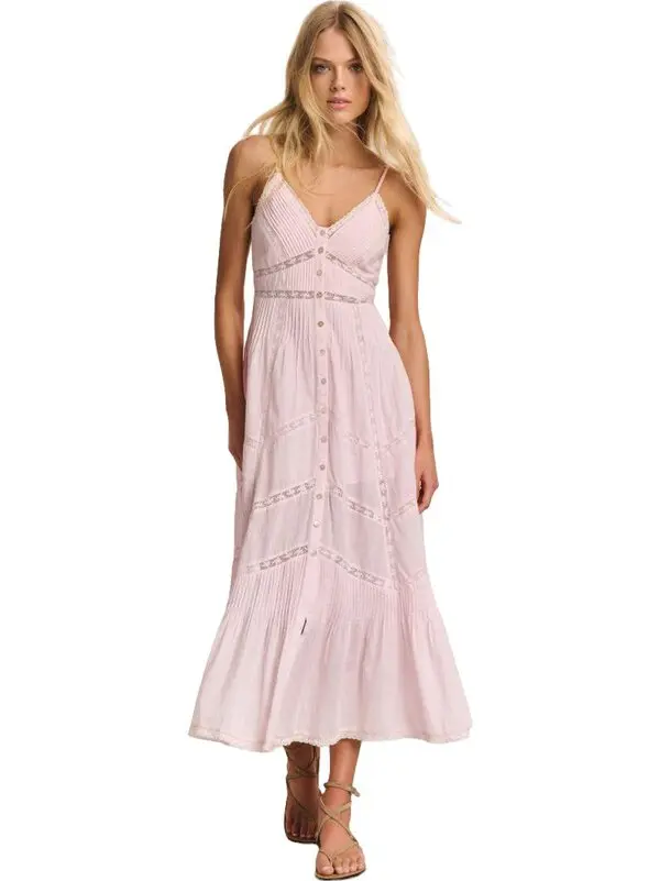 LoveShackFancy Esilda Cotton Midi Dress - Pink