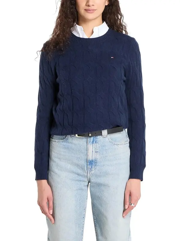 Tommy Hilfiger Knitted Sweater With Cable Pattern - Blue