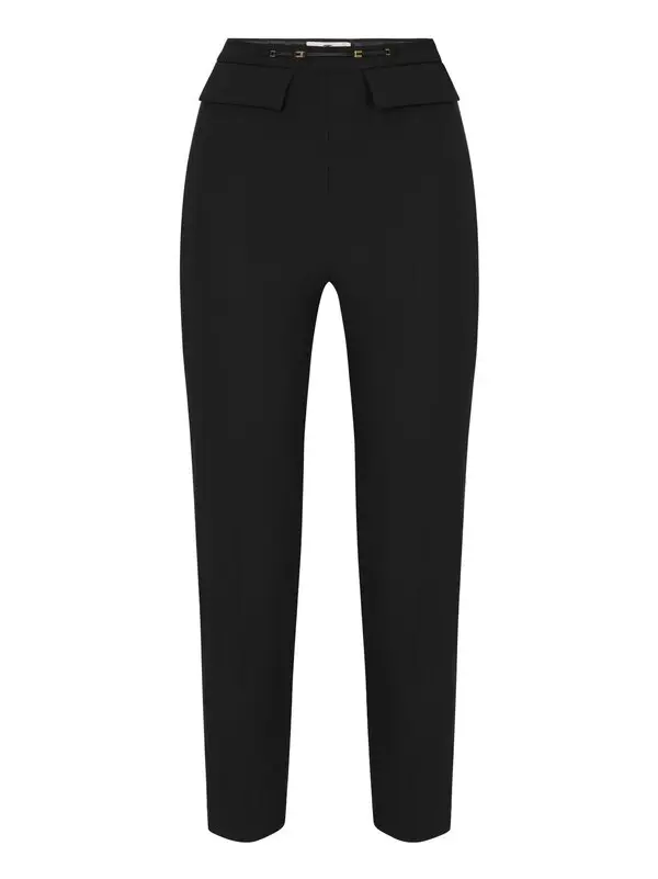 Elisabetta Franchi Tailored Cropped Trousers With Belt Detail - Blue