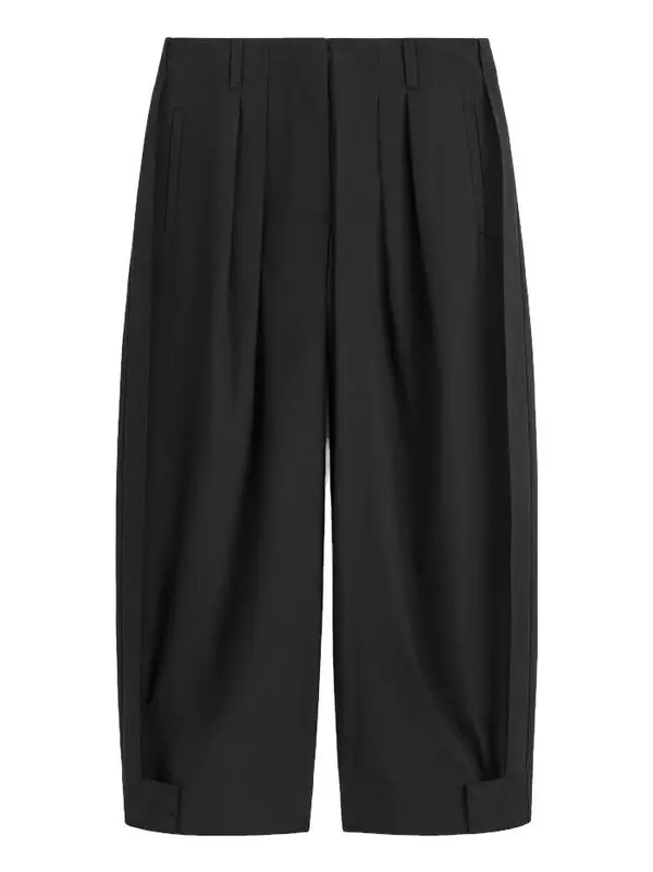 Cos Pleated Cotton Tapered Utility Pants - Black