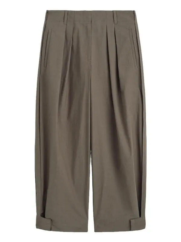 Cos Pleated Cotton Tapered Utility Pants - Brown