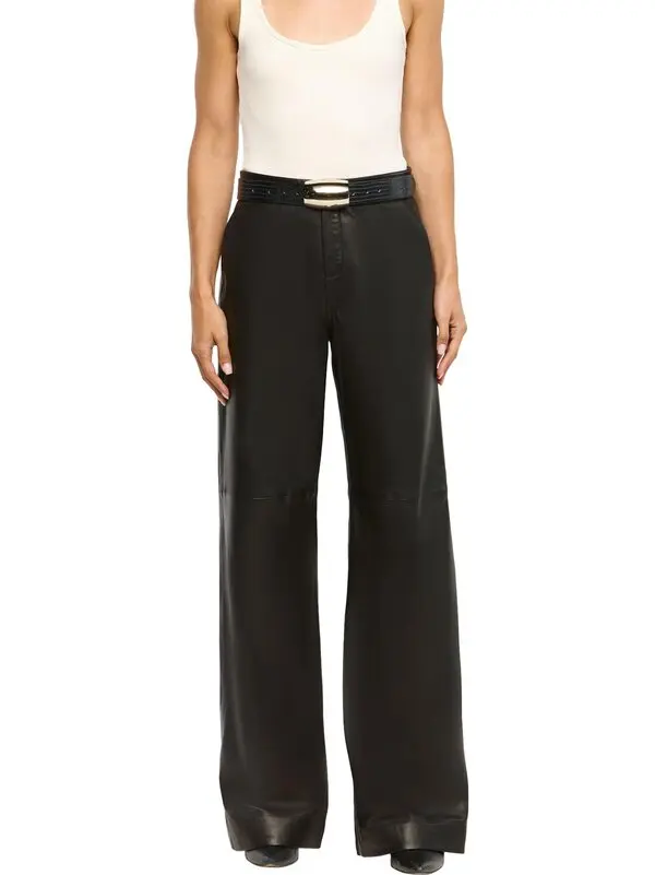 L'Agence Livvy Leather Trouser - Black