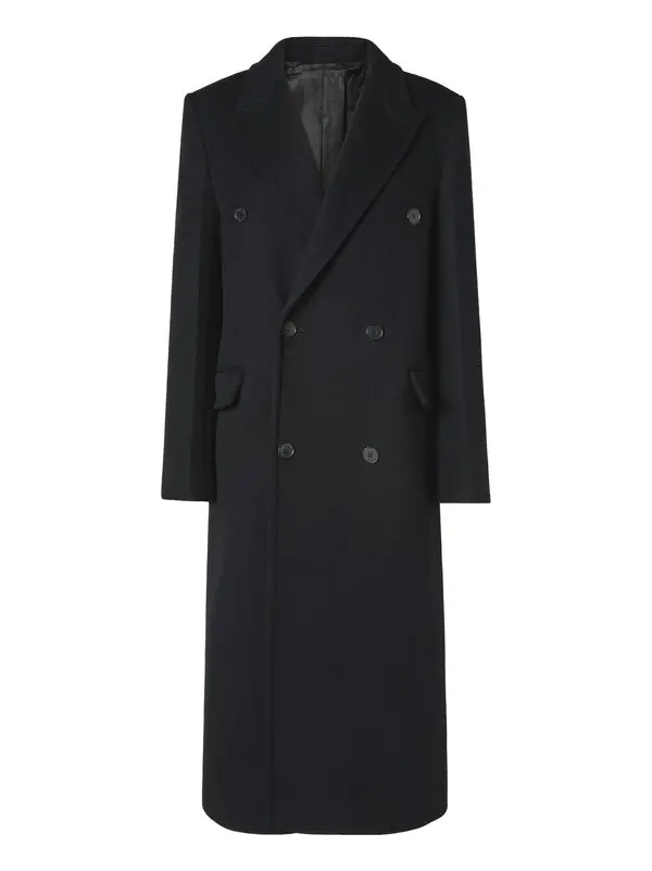 Fendi Double-breasted Wool Coat - Black