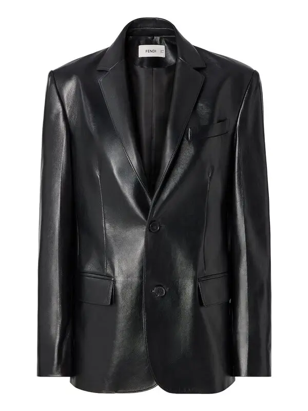 Fendi Single-breasted Nappa Leather Blazer - Black