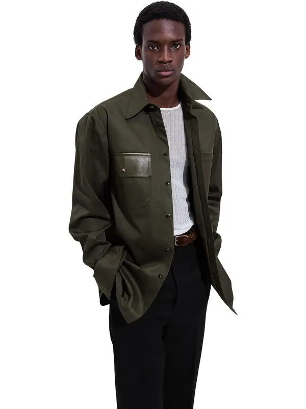 Bottega Veneta Cotton Gabardine Shirt - Dark Juniper