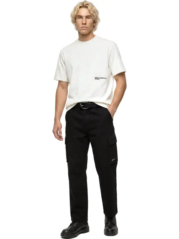 Karl Lagerfeld Coated Cotton Cargo Pants - Black