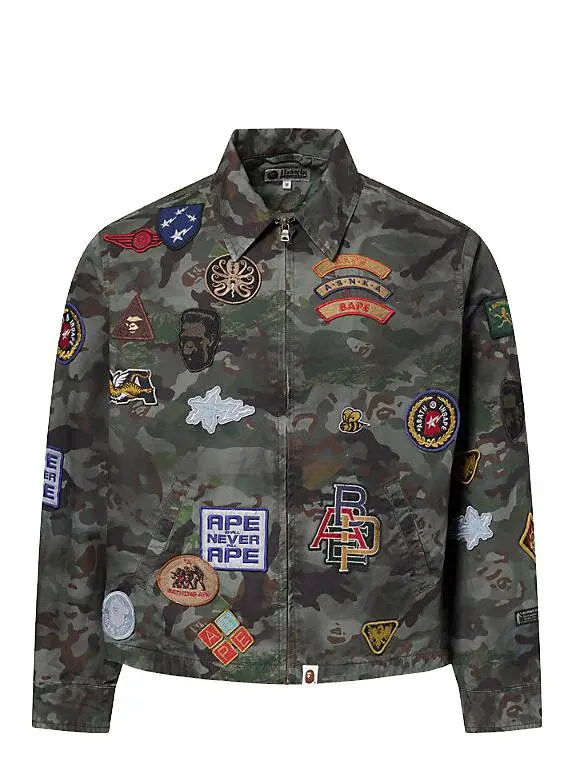 A BATHING APE Hybrid Camo Multi Badge Cotton Jacket - Olive