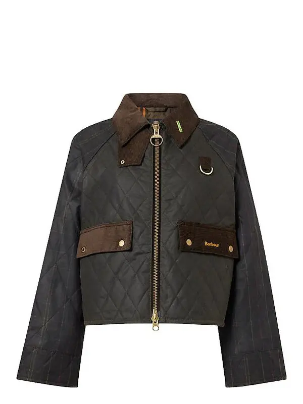 Barbour Quilted Waxed-cotton Jacket With Tartan Detail - Olive/classic