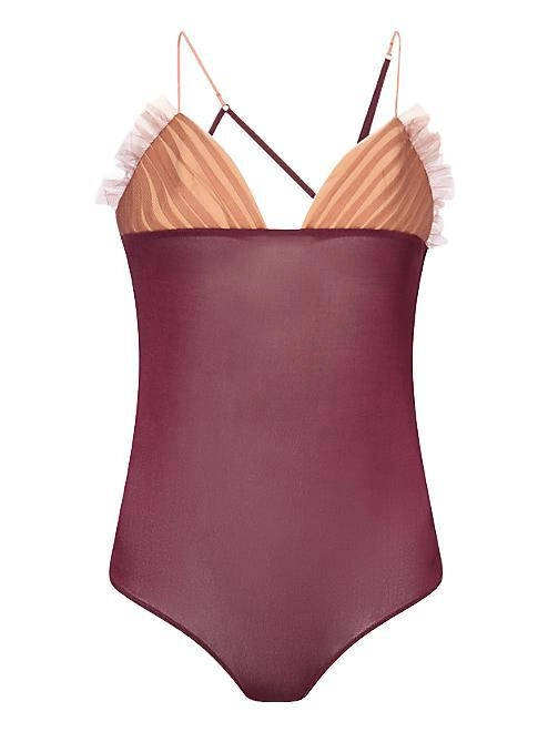 NENSI DOJAKA Pleated Bra Mesh Top - Plum