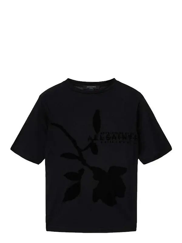 ALLSAINTS Sheer Graphic-print Woven T-shirt - Black