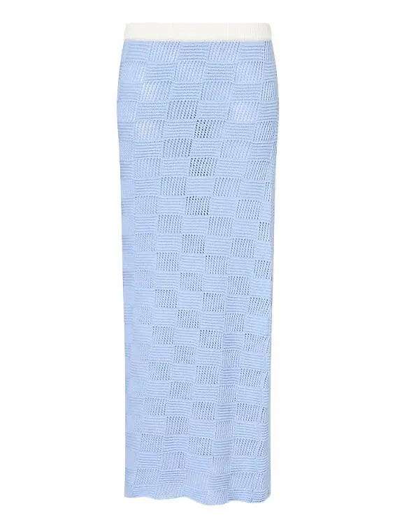 4TH & RECKLESS Yasmin Crochet Knit Maxi Skirt - Blue