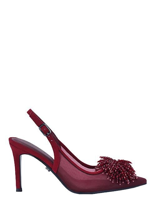 Carvela Lucia Embellished Woven Sling-back Courts - Red/dark