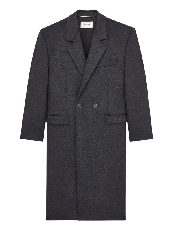 Saint Laurent Brushed Wool Double-faced Coat - Grey