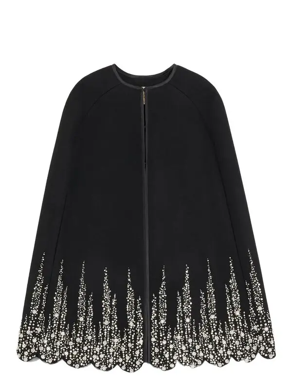 Valentino Garavani Embroidered Draped Cape - Black
