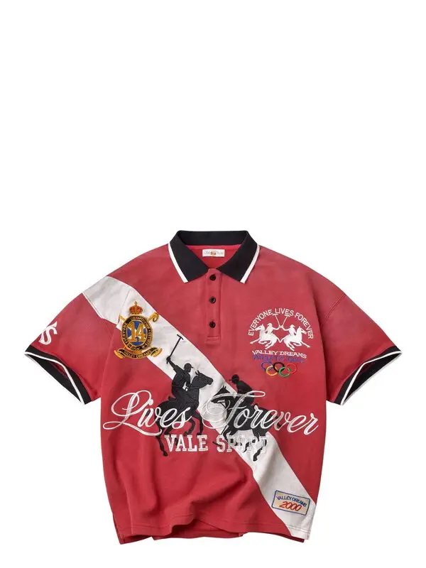VALE FOREVER London" Embroidered Polo Shirt - Red