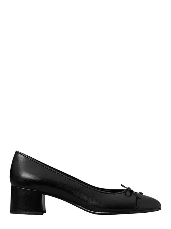 Tory Burch Cap-toe Pumps With Bow Detailing - Black
