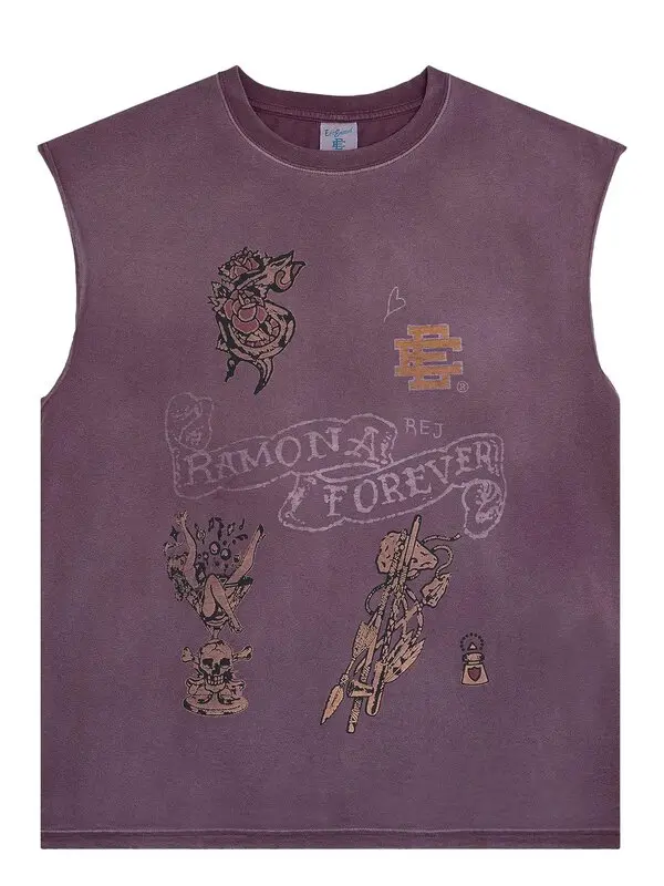 ERIC EMANUEL Ee Tattoo Cutoff Tee - Purple