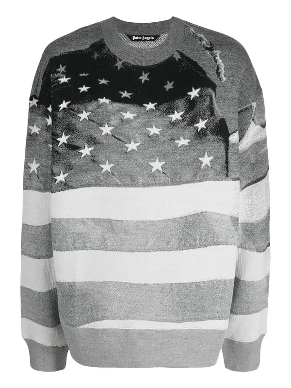 Palm Angels Jacquard Flag Pullover - Grey