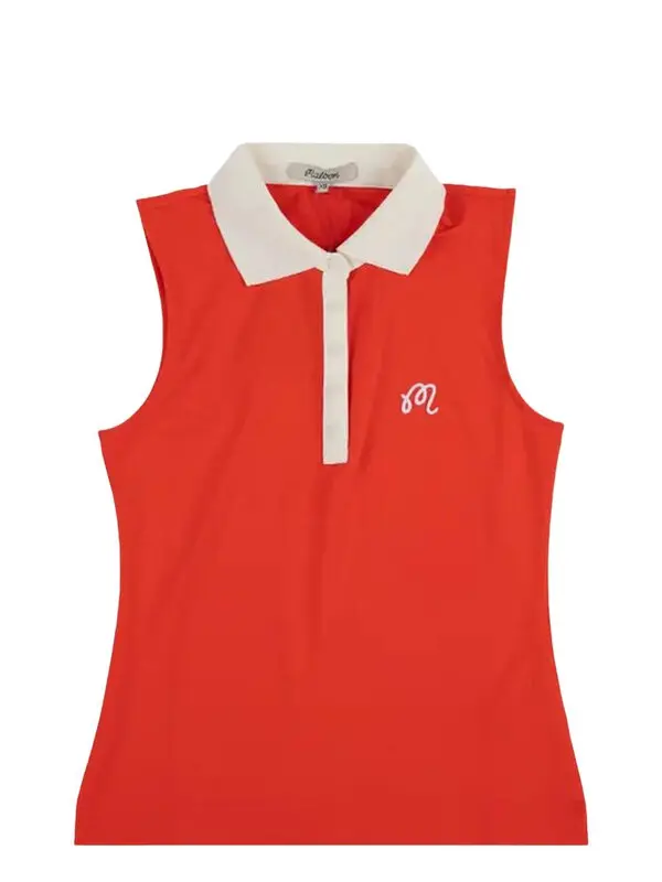 MALBON Sleeveless Collared Polo - Red