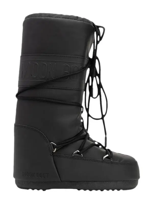 Moon Boot Icon Rubber Lace Up Boots - Black