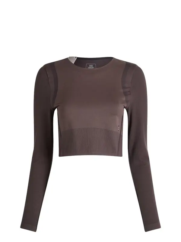 On Studio Knit Long-sleeve Cropped Top - Brown